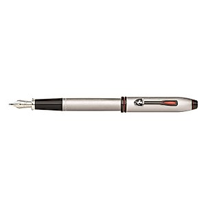 Cross Townsend Collection for Scuderia Ferrari Brushed Platinum w/Polished Black PVD Appointments and Medium Nib Fountain Pen