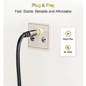 BlueRigger RG6 Digital Coaxial Audio Video Cable (10FT, Male F Type Connector, Triple Shielded) – Coax Cable for HDTV, CATV, DVB-T2/C/S, Cable Modem, Radio, Satellite Receivers