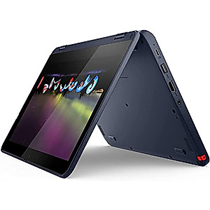 Lenovo 2022 300W Gen 3 HD 2-in-1 Touchscreen Laptop, AMD 3015e Processor, 4GB RAM, 64GB eMMC Flash Memory, AMD Radeon Graphics, Blue, Win 10 Pro, 32GB SnowBell USB Card