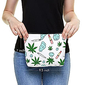IHopes+ Funny Green Leaf Lipstick Makeup Bag for Women Best Friends Sister Teens Makeup Lover | Cute Leaf Lipstick Zipper Pouch Bag Cosmetic Travel Accessories Bag Toiletry Case