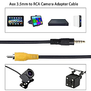 PNGKNYOCN 3.5 mm to RCA Video Cable 1/8 inch Male Plug to RCA Male Audio Adapter Cable for Car DVR,Carcorder,Surveillance Camera Equipment（1.5M）