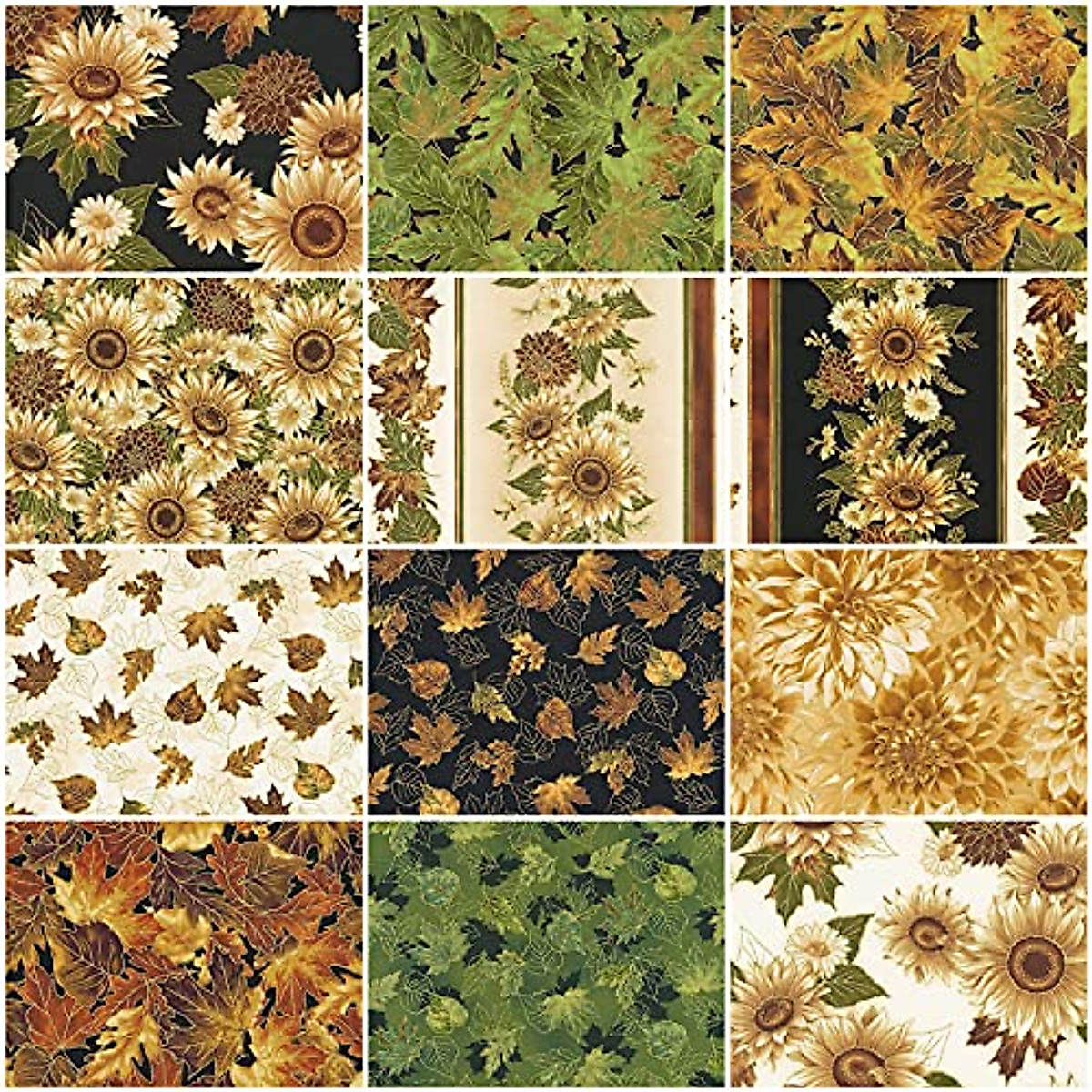 Kaufman Metallic Fat Quarter Bundles Autumn Bouquet 12pcs Vintage