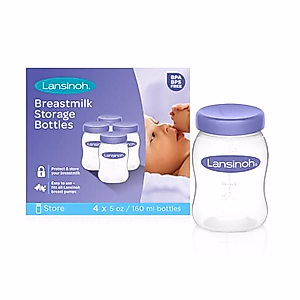 Lansinoh Breastmilk Storage Breast Pump Bottles, 4 Count