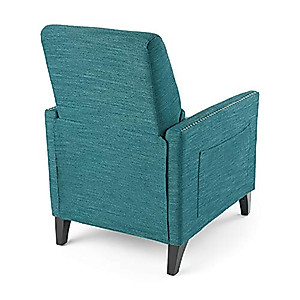 Great Deal Furniture Alexis Contemporary Fabric Push Back Recliner, Teal
