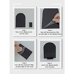 QSONG SHOP 15PCS Acrylic Table Signs with Stands- 5""x7"" Black Arched Acrylic Wedding Numbers and Base,1/8"" Thick Modern Arch Acrylic TableTop Sign for Wedding Reception Event Party (Full Black)