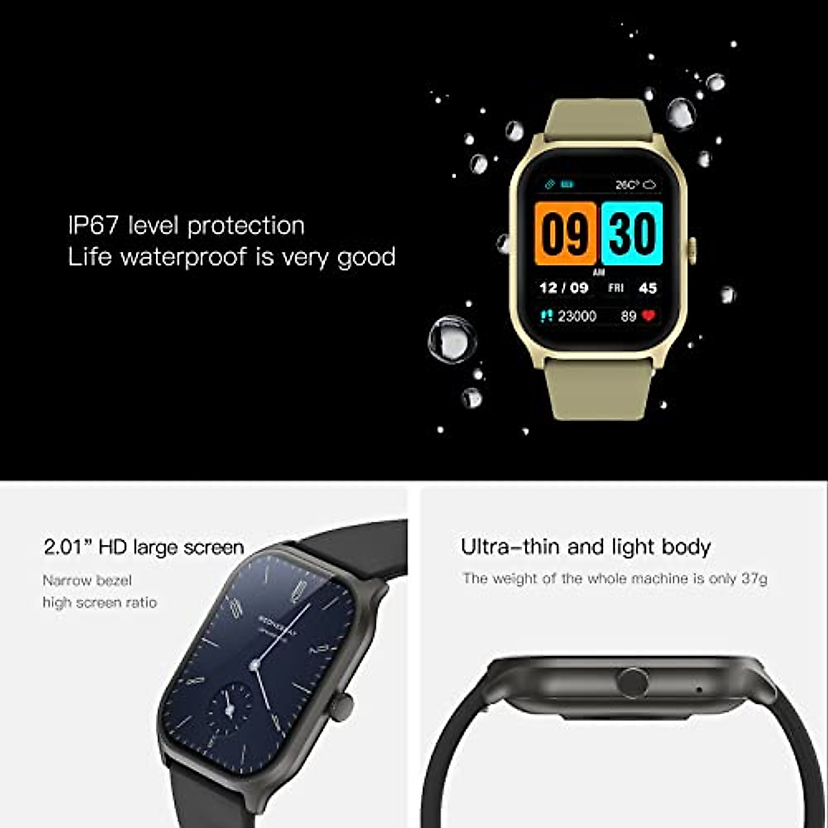 Loluka Smart Watch for Men 2.01" HD Screen Smartwatch Make Phone Calls Message Reminder 100+ Sport Modes Heart Rate Fitness Watch iOS Android Step Calorie Counter Custom Dial