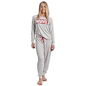Marvel Womens Raglan Pullover Pajama Shirt & Pajama Pants Heather Grey Medium