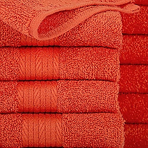 Ample Decor Wash Cloths Pack of 20, Oeko Tex Certified 600 GSM 100% Cotton Soft Absorbent, Premium Quality Durable Machine Washable, Ideal for Bathroom, Pool, Hotel, Spa – Orange