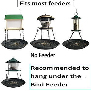 12.8" Homes Garden Platform Bird Feeder, Large Hanging Tray Squirrel Feeder, Bird Seed Catcher Tray, Bird Viewing, for Attracting Birds Outdoors, Backyard, Large Capacity, Black