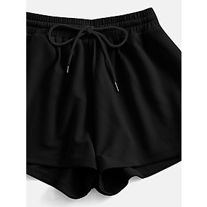 Verdusa Women's One Shoulder Tank Top and Lounge Shorts 2 Piece Tracksuit Set Black M