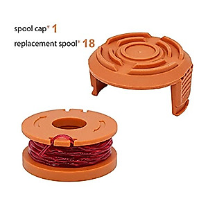YUEFENG 18 Pack String Trimmer Replacement Spools for Worx WA0010 WG180 WG163 WG175 Trimmer/Edger Weed Eater Line 10ft 0.065"+ 1 Pack Spool Cap Covers (18 Spools, 1 Caps)
