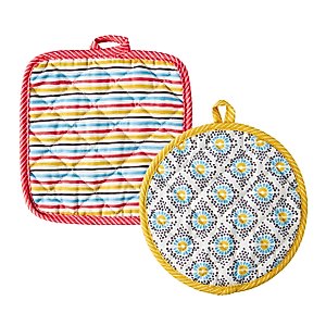 C.R. Gibson Bloom Polyester Potholder Set for Kitchens, 7.75" W x 8" L and 8" W x 8.15" L, Multicolor