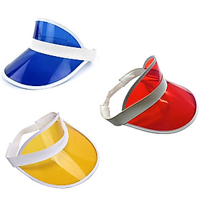 Nicky Bigs Novelties Primary Colors Set Tennis Beach Plastic Clear Sun Bingo Vegas Dealer Golf Visor