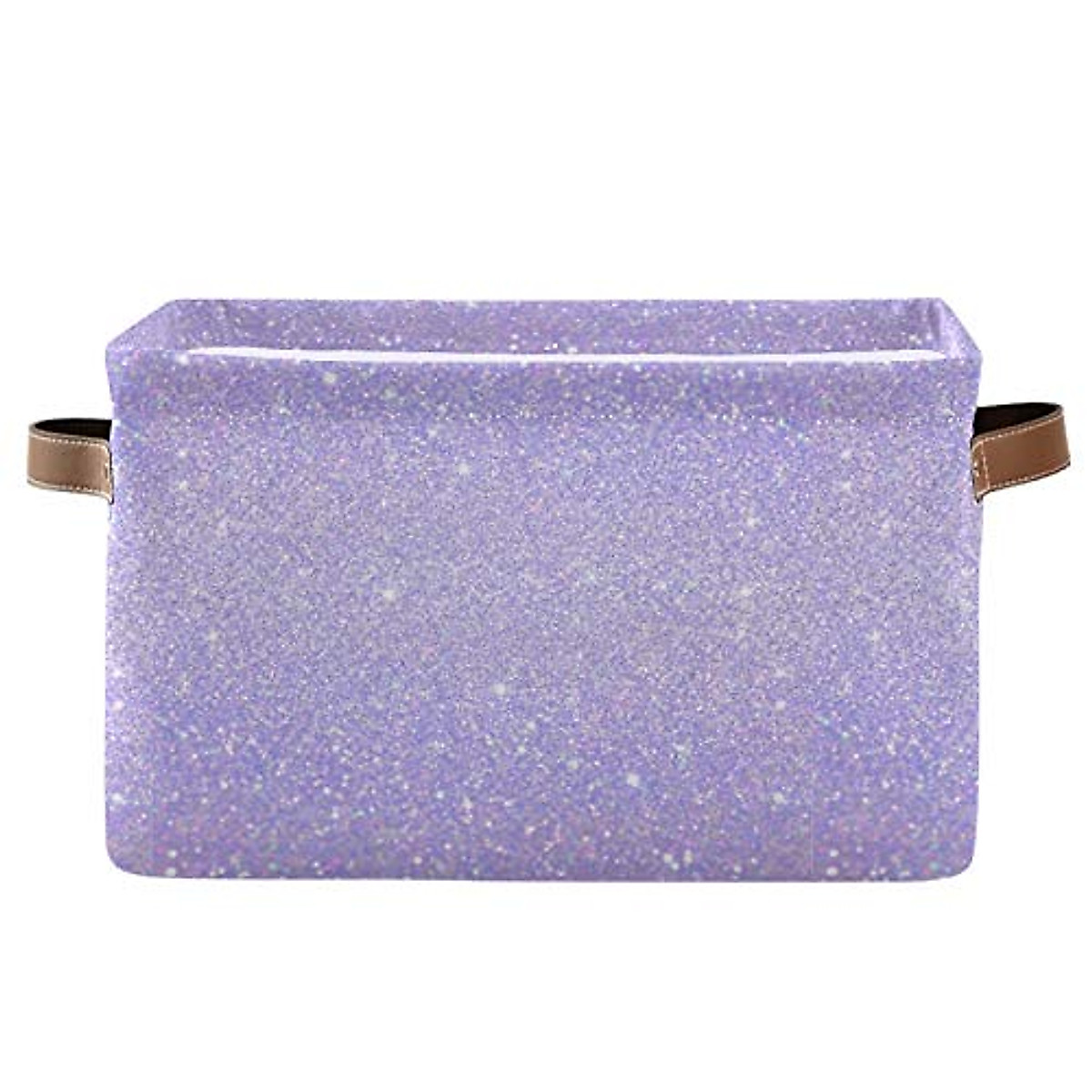 Blueangle Shiny Glitter Lavender Rectangle Storage Bin, 15 x 11 x 9.5 in, Collapsible Organizer Storage Basket for Home Décor