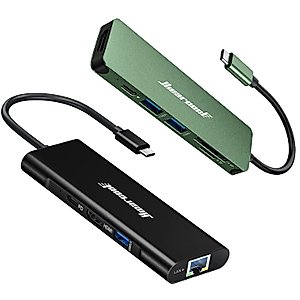 Hiearcool USB C Hub Adapter,USB C Dongle for MacBook Pro,7 in 1 USB C to HDMI Multi-port Adapter,USB C 4K 60Hz HDMI Adapter,8 IN1 Multi-port Type C Adapter 1Gbps 100W PD USB C Dock USB3.0 TF/SD Dongle