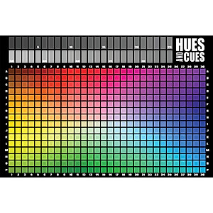 HUES and CUES - Vibrant Color Guessing Board Game for 3-10 Players Ages 8+, Connect Clues and Guess from 480 Color Squares