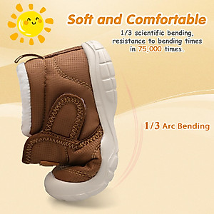 QFH Baby Cute Boots Toddler Anti Collision Shoes Non Slip Winter Walking Shoes Unisex First Walking Sneakers Brown 2.5-3 Years Toddler