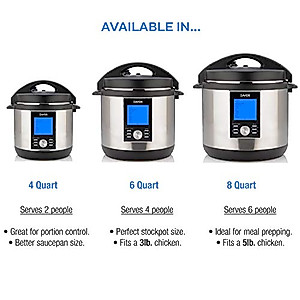 Zavor LUX LCD 8 Quart Programmable Electric Multi-Cooker: Pressure Cooker, Slow Cooker, Rice Cooker, Yogurt Maker, Steamer and More - Stainless Steel (ZSELL03)