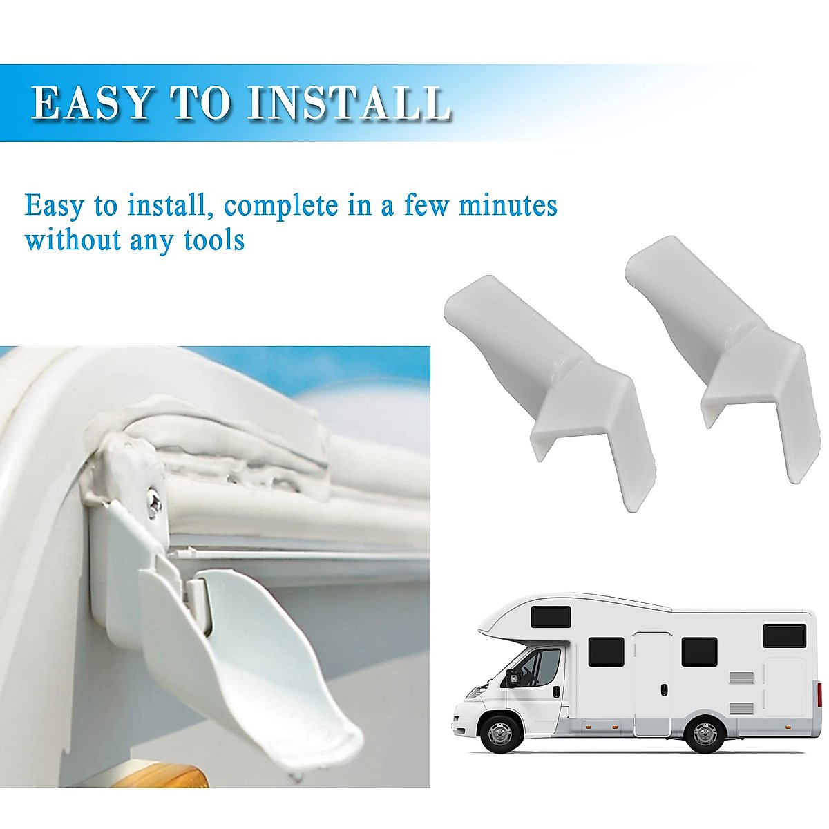 RV Gutter Spouts, White Rain Gutter Extensions to Protect The Top of RV in Rainy Days, Reduce Dirt and Black Streaks on Your RV（4 Left & 4 Right）
