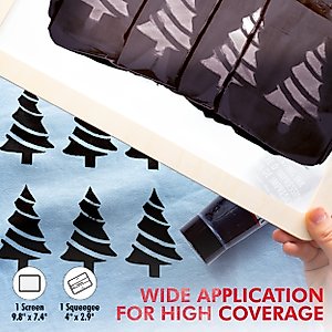 Marabu Screen Printing Kit Set - Screen Print Kit with Reusable Wooden Frame, 1 Screen Printing Squeegee, and 3 x 100ml Ink - Silk Screen Printing Kit for Beginners