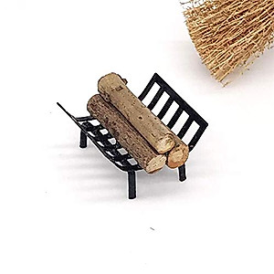 EatingBiting 1:12 Dollhouse Miniature Furniture Garden Lawn Fireplace Metal Firewood Rack Metal Rack with Firewood for Living Room Fireplace Model
