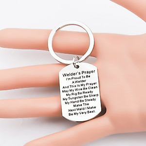 Welder Gift Welder Keychain Welder's Prayer May My Wire Be Clean Dog Tag Keychain (welder's prayer k)