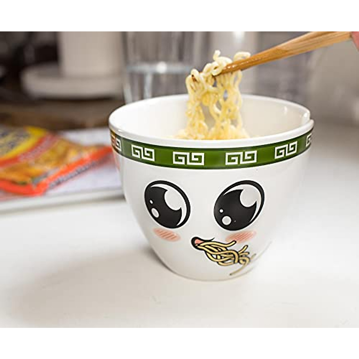 Bowl Bop Soba Slurp Japanese Dinnerware Set | 16-Ounce Ramen Bowl, Chopsticks