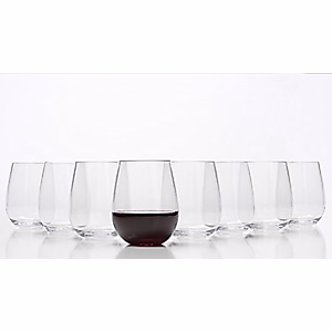 Stemless Wine Glasses - Unbreakable Shatterproof BPA Free Plastic Tritan (Set of 8) 16oz - Dishwasher Safe