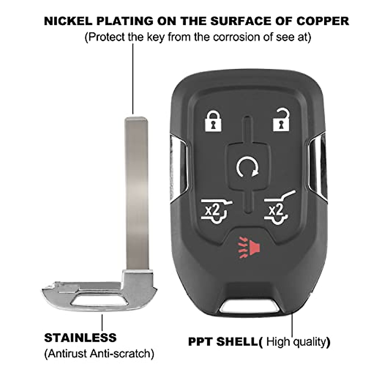 Self-Programmable Replacement for Proximity Smart Key Fob for 2015 2016 2017 2018 2019 2020 Chevy Suburban Tahoe GMC Yukon (FCC:HYQ1AA) 1 pcs