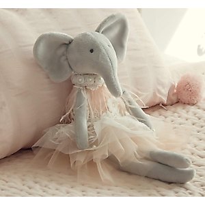 Inspired by Jewel Daisy The Elephant Premium Quality Floppy Elephant Plush Doll Gift with Delicate Pink & Lace Tutu | Elegant Feather & Pearl Details | Playable Toy with Movable Legs & Huggable Arms