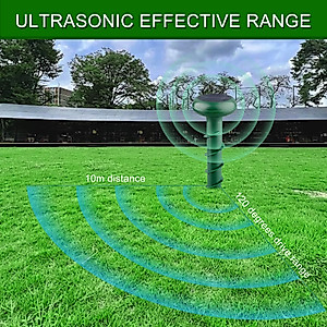 Solar-Energy Mouse Repellent 2P with Screw-Shape Stakes Outdoor, Ultrasonic Mole Repellent for Lawn, Yard, Farmland, Keep Voles, Chipmunks, Squirrels, Snakes, Armadillos, Groundhogs away