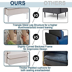 VINGLI 25" W 23" D Beige Accent Chairs Set of 2, Comfy Cross Legged Reading Chairs Upholstered Cozy Sofa Armchairs Corner Sitting Chairs Modern Office Chairs for Living Room, Bedroom, Reception