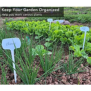 Extra Large Plant Labels, 14.1'' Tall Garden Markers for Plants Outdoor Waterproof T-Type Tags, Plastic Garden Labels for Herbs, Flowers, Vegetable, Seedlings with a Marker Pen (12PCS)