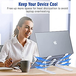 Heartbeats Laptop Stand, Laptop Riser with Adjustable Ergonomic Design, 6 Angles Anti-Slip Portable Computer Stand, Foldable Laptop Holder Compatible with 10-15.6 inch Laptops (White)