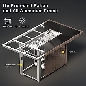 EAST OAK 52'' Propane Fire Pit Table, 60,000 BTU Gas Firepit W/Large Tempered Glass Tabletop, CSA Certified Outdoor Patio Fire Table with 9.2 lbs Glass Stone & Removable Lid, Chocolaty Coffee