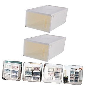 CHILDWEET Shoes Organiser Window Design 2 Pack Shoe Showcase Box Large Storage Case for Shoes Socks Underwear