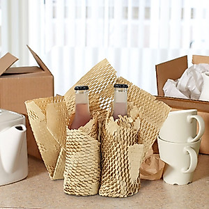 Wrapping Paper Packaging Paper Honeycomb Cushioning Wrap Paper,Kraft Packing Paper Honeycomb Wrap Roll Bubble Alternative Shipping Moving Packing Paper Gift Wrapping Paper (Kraft)