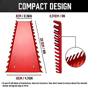 ALOANES 26-Slot Metal Wrench Organizer, Heavy Duty Wrench Organizer Tray for Tool Box, Professional Fit SAE & Metric Wrench Storage, 2 Pack Wrench Holders(Red&Black)