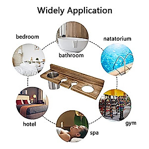 Bathroom Wall Mount Hair Dryer Holder Hair Care & Styling Tool Organizer, Farmhouse Wooden Beauty Hair Appliance Holder for Flat Iron, Curling Wand, Hair Straighteners, Brushes,Dark Brown