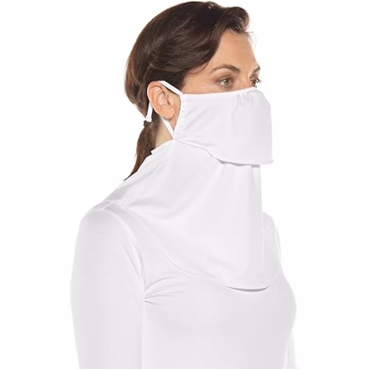 Coolibar UPF 50+ Men's Women's Vermilion UV Layered Mask - Sun Protective (One Size- White)