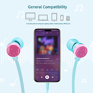 AnRuk Cute Donut Earbuds for Kids, Kid Size Wired Earbud & in-Ear Headphones with Microphone and Lovely Earphones Storage Case Gifts for School Girls and Boys (Cut Blue)