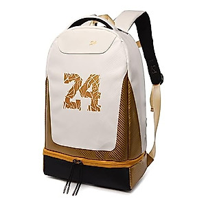 Iesmumy Jersey Color 24 Athletic Faux Leather Basketball Backpack - RIP Basketball Superstar Large Capacity Backpack-3