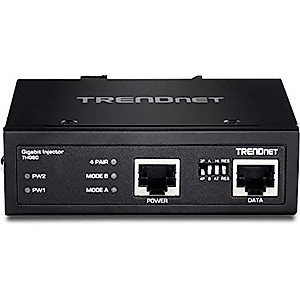 TRENDnet Hardened Industrial 60W Gigabit PoE+ Injector, DIN-Rail Mount, IP30 Rated Housing, Includes DIN-Rail & Wall Mounts, TI-IG60,Black