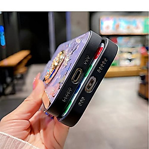 Topwin iPhone 14 Pro 6.1'' Kickstand Case, Cute 3D Butterfly Bling Glitter Marble Elegant Rhinestone Diamond Hard Back Soft TPU Bumper Cover for Girls for Apple iPhone 14 Pro 6.1 2022 (Rose Gold)