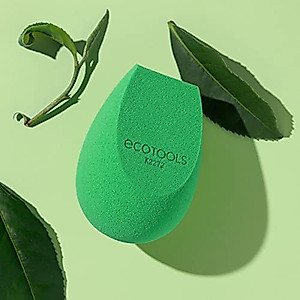 EcoTools Green Tea Bioblender, Compostable Makeup Blending Sponge, For Foundation & Base Coverage, Skin-Calming, Natural Infusion, Cruelty Free & Vegan, Packaging May Vary, 1 Count