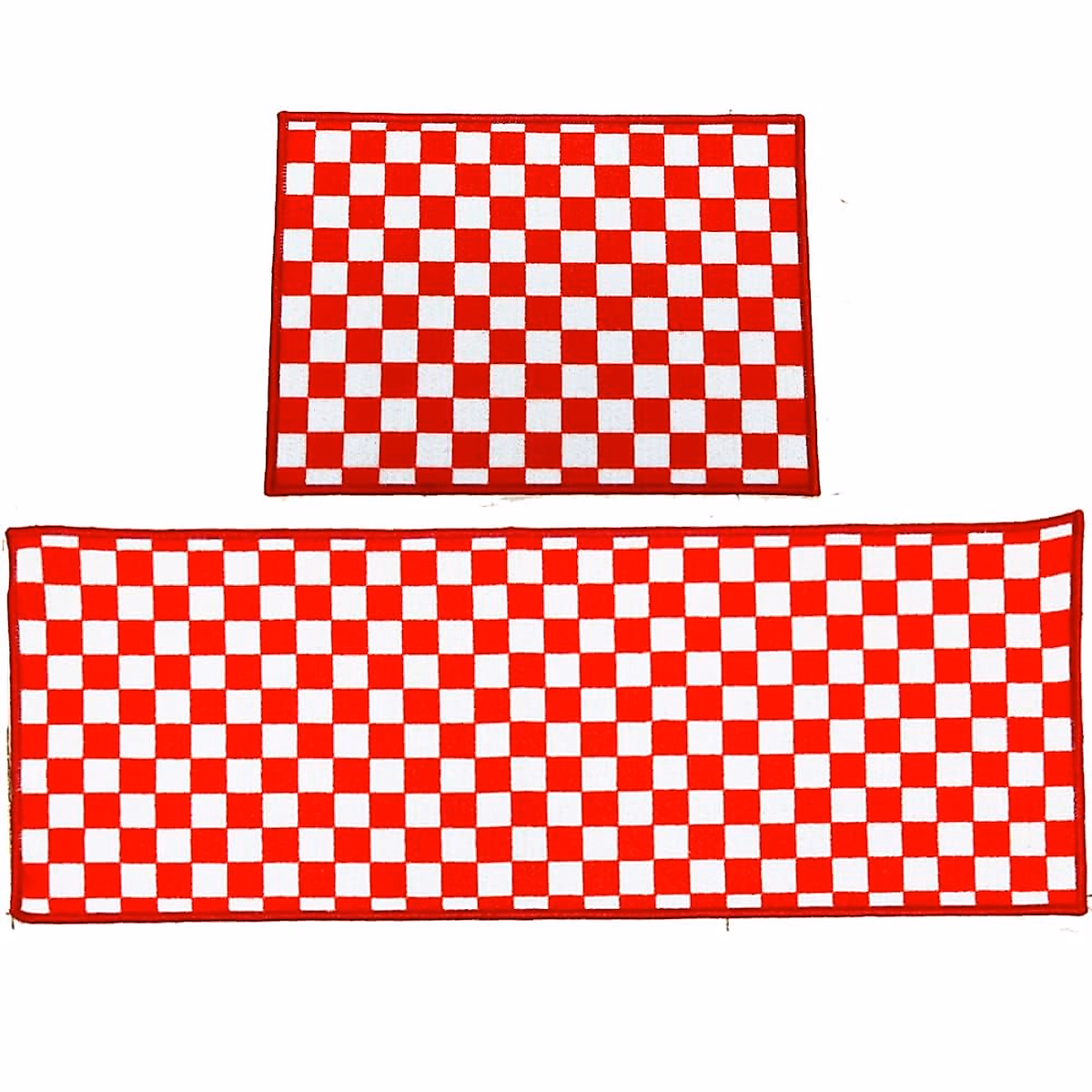 EUCH 2 Piece Carpet Rubber Backing Non-Slip Kitchen Mat Doormat Area Rugs (Red, 17"x23"+17"x47")