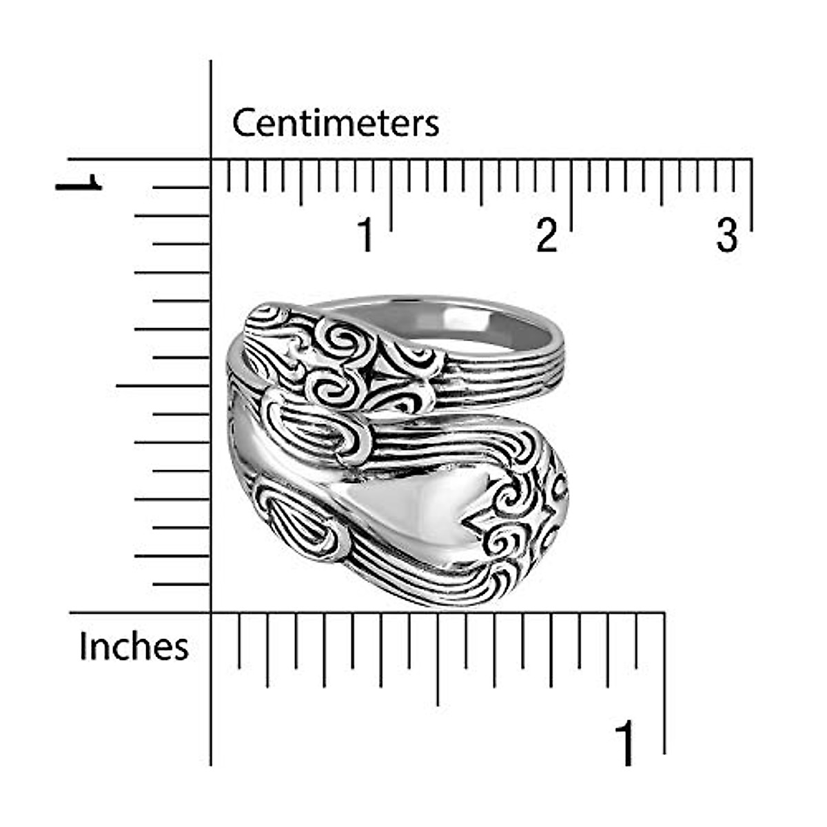 WithLoveSilver 925 Sterling Silver Motif Spoon Handle Wrap Adjustable Ring (9)