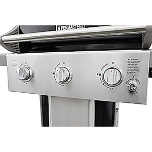 Permasteel 3-Burner Gas Grill | Cast Iron Cooking Grates, Grilling Tools Holder, Foldable Sides, PG-A40301-BK, Pedestal Style, 30000 Total BTUs - Black