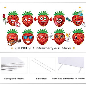 Large Size Strawberry Party Decorations - Fruit Themed Party Yard Signs - 10Pcs Strawberry Decor for Garden/Patio/Lawn/Festive Atmosphere/Birthday Themed Party.