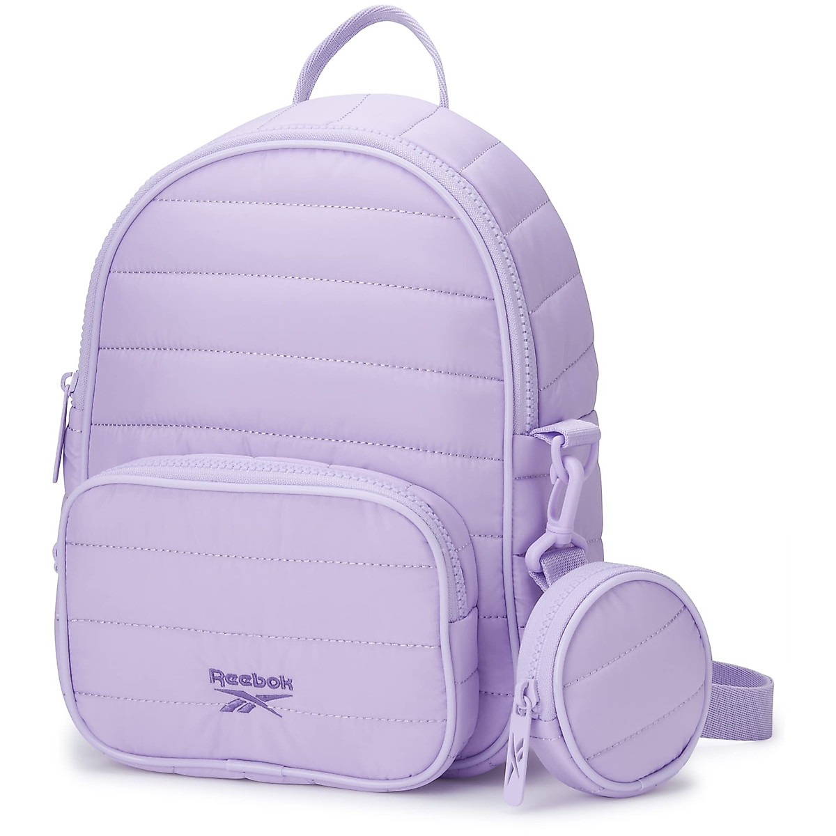 Reebok Women's Backpack - Artemis Quilted Shoulder Purse - Travel Gym Bag for Kids, Teens, and Adults, Size One Size, Pastel Lilac